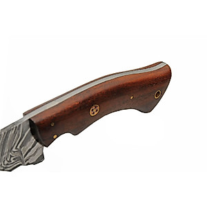 Damascus Steel Drop Point | Wood Handle 9.5" Hunting Knife