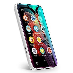 TIMMKOO MP3 Player with Bluetooth, 4.0" Full Touchscreen Mp4 Mp3 Player with Speaker, Portable HiFi Sound Mp3 Music Player with Bluetooth, Voice Recorder, E-Book, Supports up to 512GB TF Card (White)