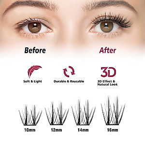 FLOMAZE Lash Clusters 100 Pcs DIY Eyelash Extension Wide Stem Lightweight Handmade Reusable Individual Lashes DIY at Home (Wings-100 pcs-Mixed)