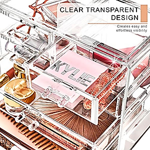 Sorbus Clear Makeup Organizer Display - Stylish Organization and Storage Case for Cosmetics, Jewelry & Hair Accessories - Space Saving Makeup Organizer for Vanity & Bathroom (2 Large, 4 Small Drawers)