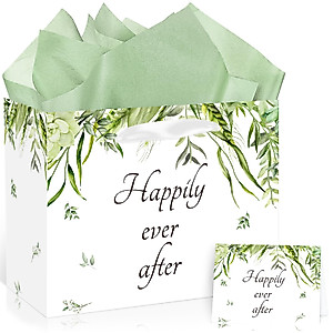 Wedding Paper Gift Bag Bridal Shower Gift Bag with Tissue Paper Card Christmas Bride to Be Wrapping Paper Bag Engagement Wedding Shower Bags for Wedding Bride Engagements Anniversary Birthday Gifts