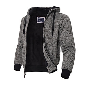 Plus Size S-5XL Marled Fleece Hoodie for Men Heavyweight Sherpa Lined Full Zip Up Big&Tall Long Sleeve Winter Jacket Coat(Dk.Grey, 5XL)