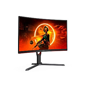 AOC CQ27G3Z 27" Curved Gaming Monitor, QHD 2K 2560x1440, 1000R VA, 240Hz 0.5ms, FreeSync Premium, Height Adjustable Stand, Xbox PS5 Switch, 3-Year Zero-Bright-dot,Black