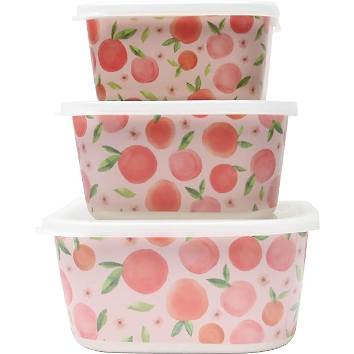 Forest & Twelfth Bamboo Food Storage Containers – Reusable, Eco Friendly, Organic Bamboo Meal Bins with Airtight Lids – Durable Kitchenware, Sustainable Lunch Boxes, Set of 3 (Peaches)