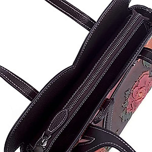 YHOK Designer Ladies Genuine Leather Handbags And Hobo Purses For Women Satchel Flower Handbag Shoulder Bags (A-Retro Red)