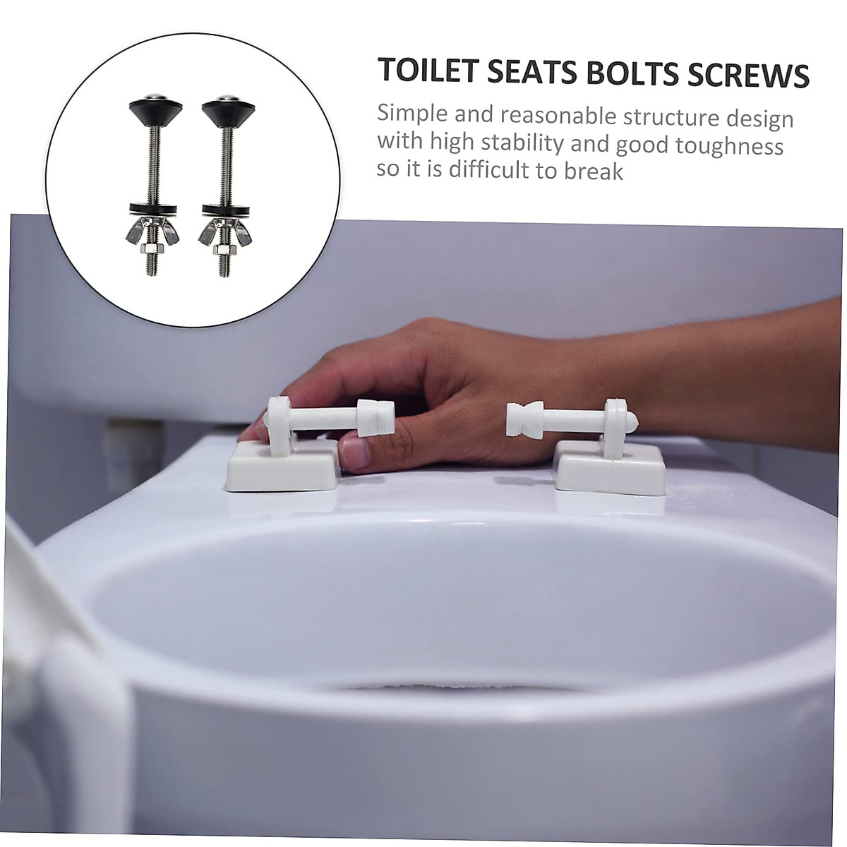 FUOYLOO 1 Pair Toilet Bolt Rubber Washers Toilet Washers Bolts Toilet Fixing Bolt Bolts and Nuts Kit Stainless Screws Toilet Seats Cover Screws 304 Stainless Steel Fastener Water Tank