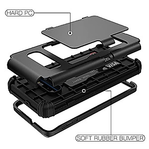 Samsung Galaxy S10 Plus Case Hard Case 3-Layer Shockproof Protection Cover Detachable Anti-Skid Multifunctional Cover Kickstand with Card Slot and Mirror for Samsung Galaxy S10 Plus Black