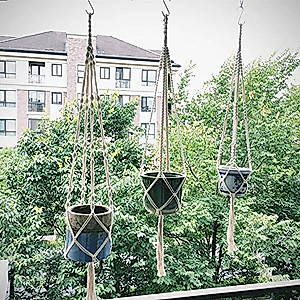 AOMGD 3 Pack Macrame Plant Hanger with 3 Hooks, Different Size Hanging Planters for Indoor Plants Holder,Large 46"/41"/34",Ivory