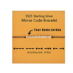 souleather Custom Morse Code Bracelet 925 Sterling Silver Beads on Silk Cord Engraving Your Name Secret Message on Beads Bracelet Gifts Party Jewelry for Men Women