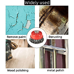 3 Inch Wire Cup Brush for 4 1/2 Angle Grinders , 0.02 Inch Twist Knotted Carbon Steel Wire with 5/8 Inch-11 Threaded Arbor for Rust,Corrosion,Paint Removal,Abrasives (6 Pack)