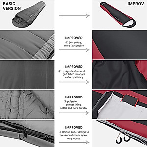 KingCamp Down Sleeping Bag 650 Fill Power Ultralight Compact Portable Sleeping Bags for Adults Cold Weather 3 Season Backpacking Bag for Camping Traveling with Compression Sack, 84''ⅹ29''ⅹ19'', Black