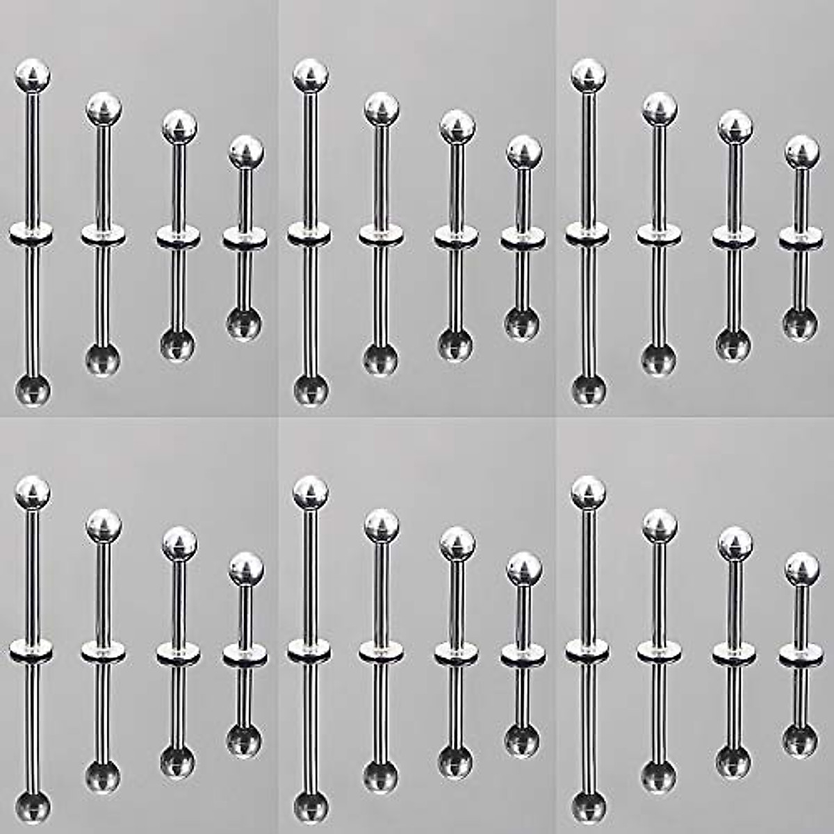 Ftovosyo Labret Barbell 24PCS Monroe Lip Barbell Ring Helix Earring Tragus Cartilage Studs Surgical Steel Piercing Jewelry for Women Men 16G 6mm 8mm 10mm 12mm
