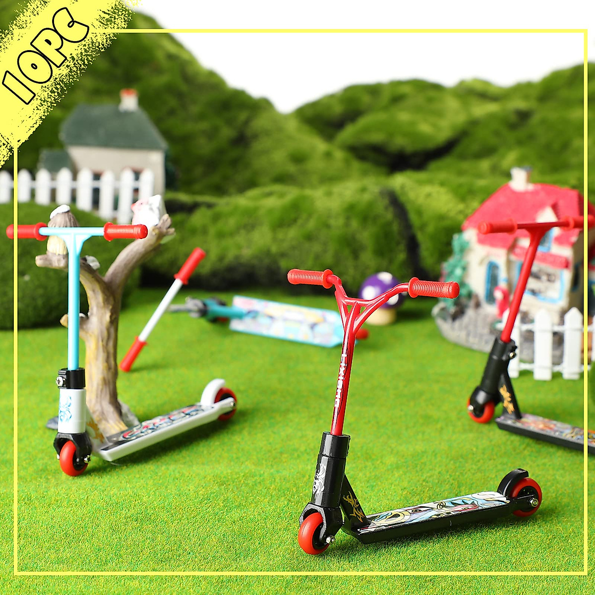 Civaner 10 Pcs Finger Scooter Mini Two Wheel Finger Scooter Fingerboard Scooters for Party Favor with Removable Wheel