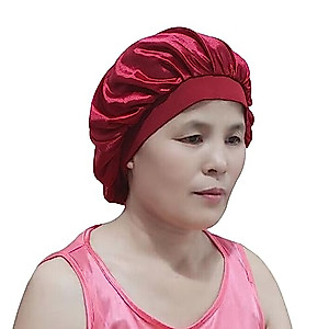 Durags and Bonnets 2pcs Set Suitable Men and Women Long Tail Silky Doo rag (Burgundy)