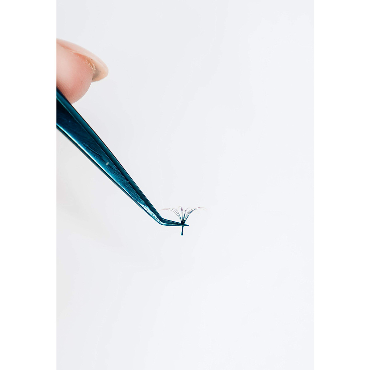 LivBay Lash - Blue Magic Mike Eyelash Stainless Steel Tweezer for Volume Lash Extensions | Curved Tip | False Lash Applicator Tool (Professional Use Only)