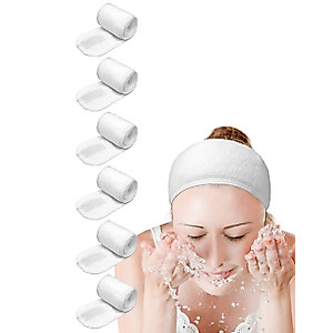 EUICAE Spa Headband Hair Wrap Sweat Headband Head Wrap Hair Towel Wrap Non-slip Stretchable Washable Makeup Headband for Face Wash Facial Treatment Sport Fits All White (White)