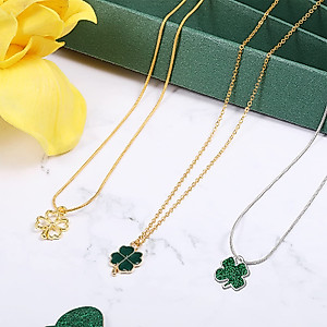 56 Pcs St. Patrick's Day Craft Supplies Lucky Four Leaf Clover Charms Pendants DIY Bracelet Charms 8 Enamel Sequins 16 Sliver Hollow 16 Gold Hollow 16 Enamel Shamrock Charms St. Patrick's Day Pendants