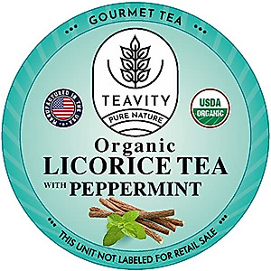 Organic Licorice Mint Tea Pods Made with Organic Egyptian Licorice Tea - Decaf Tea Pods for Keurig K cup Brewers | Herbal Tea Pods | Licorice Root Tea Organic by Teavity (Organic Licorice Mint Tea, 24 Count)