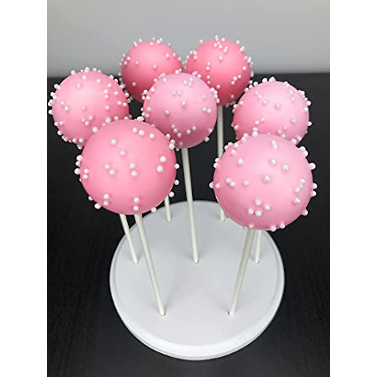 NANGOPOP 2 Pack Cake Pop Stand - 7 Hole Wood Lollipop Holder Display Round Candy or Sucker Stand for Wedding, Birthday Party, White