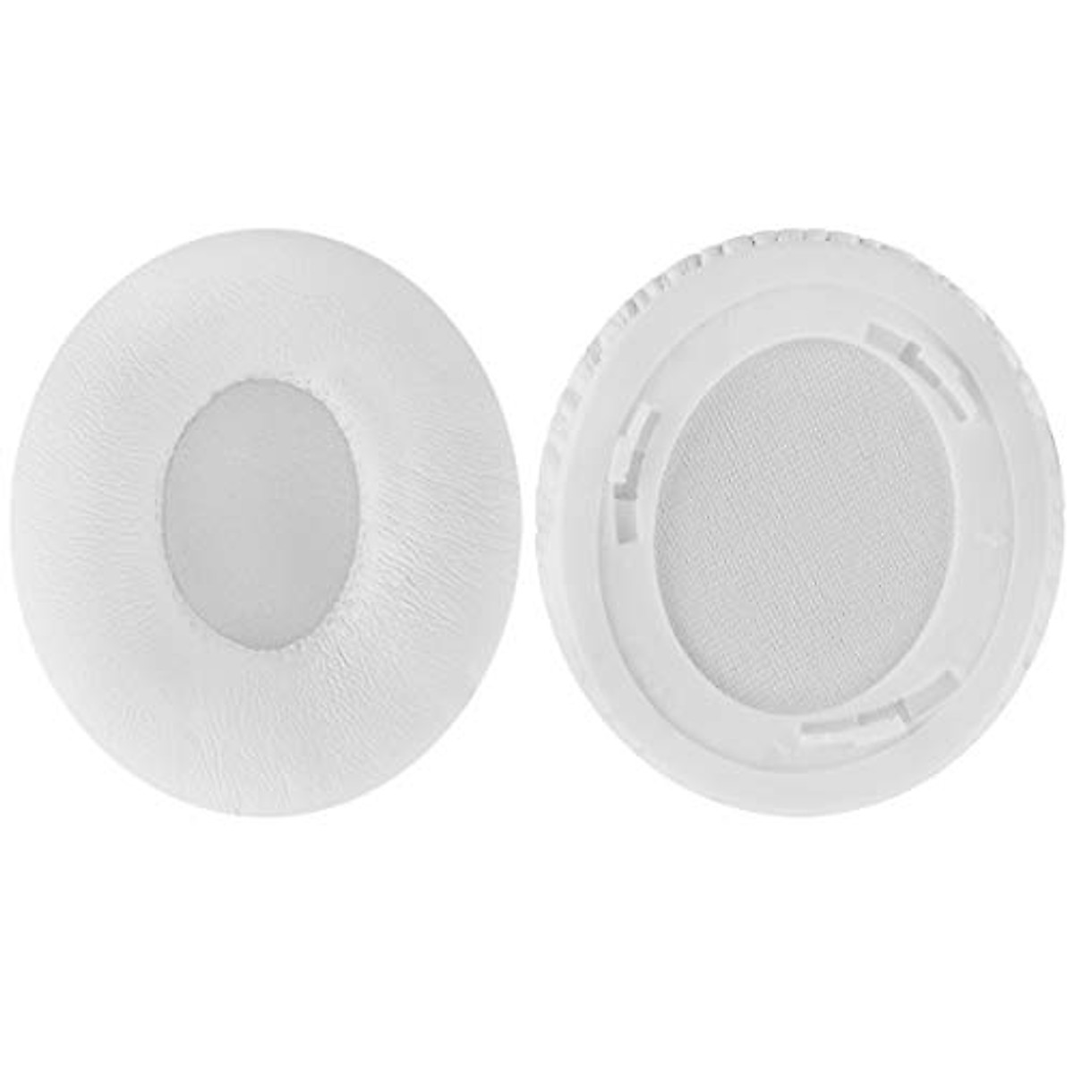 Geekria QuickFit Protein Leather Replacement Ear Pads for Beats Solo HD (810-00012-00) On-Ear Headphones Earpads, Headset Ear Cushion Repair Parts (White)