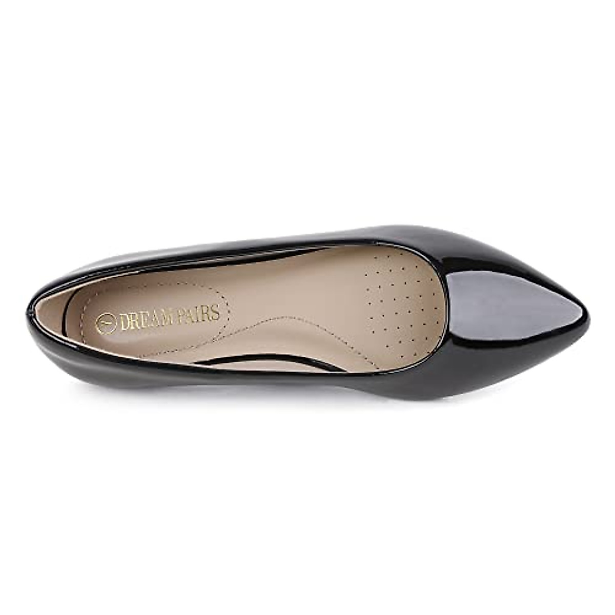 DREAM PAIRS Women's Dress Pointed Toe Flats Ballet Comfort Soft Slip On Casual Flat Shoes for Work Office Business,Size 9.5,Black/Pat