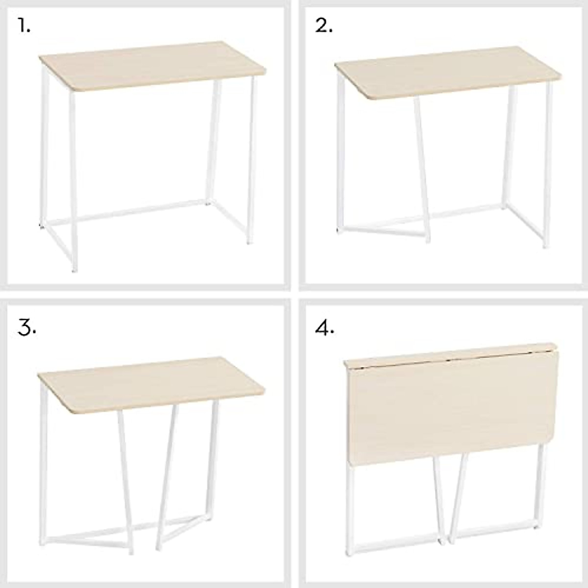 WOHOMO Folding Desk, Small Foldable Desk 31.5" for Small Spaces, Space Saving Computer Table Writing Workstation for Home Office, Easy Assembly, Oak