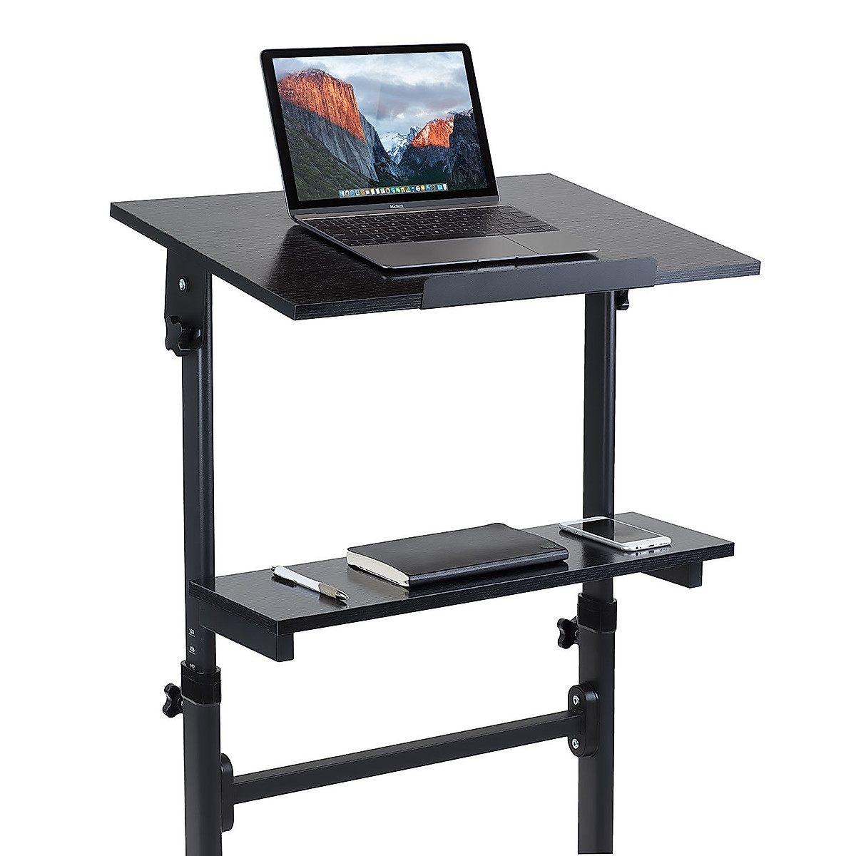 Mount-It! Mobile Stand Up Desk, Portable Podium and Presentation Lectern Height-Adjustable Multi-Purpose Standing Workstation,Black.