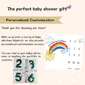 QICAIYUN Baby Monthly Milestone Blanket, Rainbow Theme Baby Month Blanket for Baby's, First Year Calendar Growth Chart, 48''x48'' YUN007