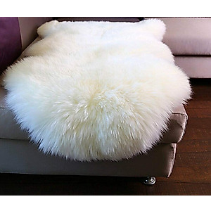 Asuprui Genuine Sheepskin Rug Bedroom Fluffy Rug Natural Fur Rug Nursery Rug 2X3 Feet Ivory Animal Rugs Bear Skin Rugs for Living Room Bedroom Sofa Chair