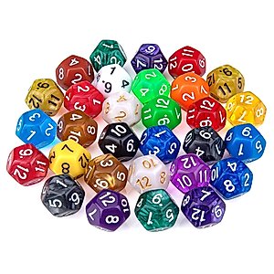 30 Pieces 12 Sided Polyhedral Dice Set 22 Colors 12 Sides Dice Assortment for Dungeons and Dragons RPG MTG Table Games Come with 1 Velvet Storage Bag