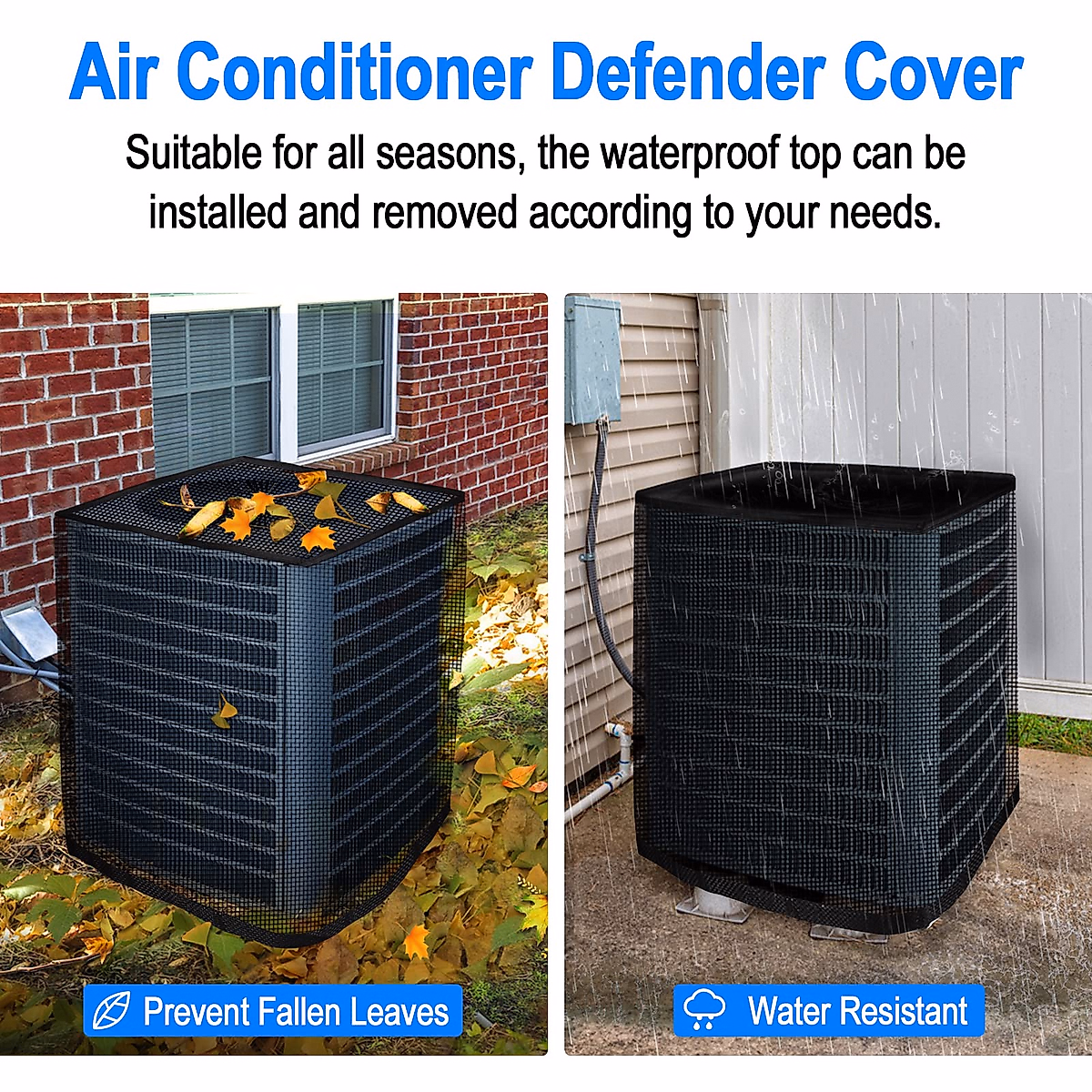Air Conditioner Cover for Outside Unit, TRELC All Seasons Full Mesh AC Cover with Detachable Waterproof Top, Outdoor Winter Air Conditioner Cover Against Cottonwood, Leaves (31.5" x 31.5" x 35.4")