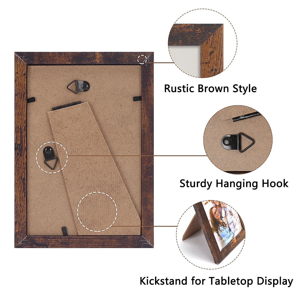 Edenseelake 4x6 Picture Frame Set of 15, Rustic Brown Wood Photo Frame 4 by 6 for Wall or Tabletop Display