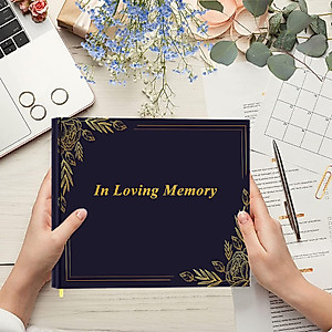Funeral Guest Book - GuestBook for Memorial & Funeral Services, Guest Sign-in Book & Guestbook Planner, 440 Guests Entries with Name & Address, Memory Book for Funeral Guest Registry, 9" x 7", Black