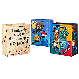 Hallmark 13" Large Harry Potter Gift Bag Bundle (3 Bags: Hogwarts Crest, Marauder's Map, Harry, Ron & Hermione) for Birthdays, Kids Parties, Christmas