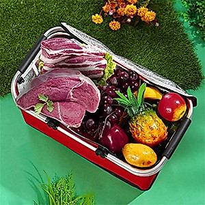 Lovskoo Insulated Lunch Bag Folding Waterproof Cooler Bag Picnic Basket for 2 Ice Packs for Lunch Bags Bento Bag Cute Lunch Bags for Women Lunch Backpack Couples Gifts Travel Essentials (Red)