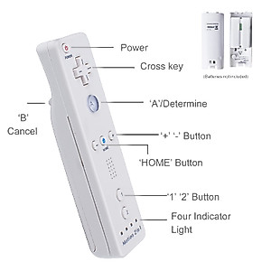 2 Pack Wii Remote Controller with Motion Plus, Wireless Controller for Nintendo Wii and Wii U, with Silicone Case and Wrist Strap, No Nunchucks