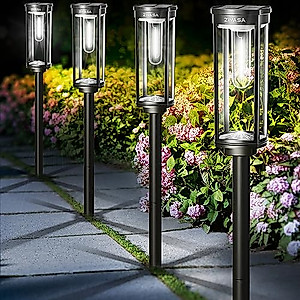 ZIVASA Solar Pathway Lights Outdoor Waterproof 8 Pack, 12H Lasting Solar Powered Lights for Outside, Auto On/Off Solar Garden Lights Solar Path Lighting for Yard Patio Walkway Driveway
