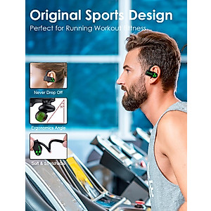 XLEADER SoundAngel Sport3 Pro - Wireless Sports Earbuds Bluetooth Earphones with LED Display Charging Case, IPX7 Waterproof TWS Stereo Bass Headphones in Ear with Mic for Running Workout Gym Green