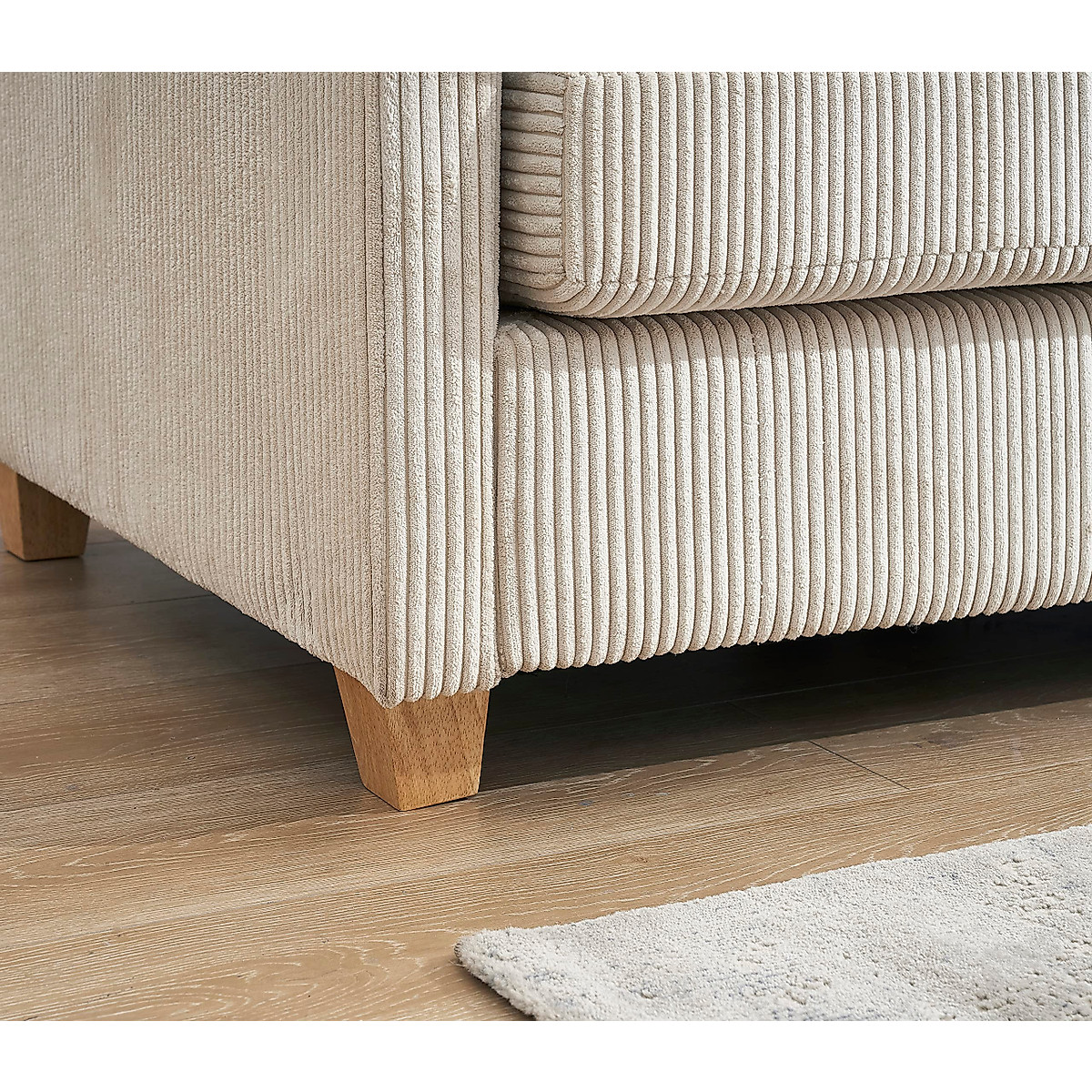 FANYE Modern Free Combinable Convertible Modular Sectional Sofa Couch W/Wood Legs and 2 Pillows for Home Apartment Office Living Room,Comfy Corduroy Upholstered Deep Seat Sofa&Couch for 4