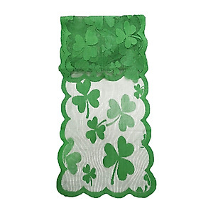Vedran St Patricks Day Table Runner Decoration, Lace Embroidery Table Runners with Green Irish Shamrock 71 x 13 Inch for St Patricks Day Holiday and Spring Decorations