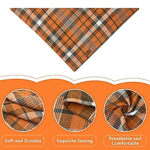 Malier 2 Pack Fall Dog Bandana Halloween Thanksgiving Plaid Dog Bandanas, Holiday Pet Reversible Scarf Bibs Accessories Costumes for Small Medium Large Dogs and Cats