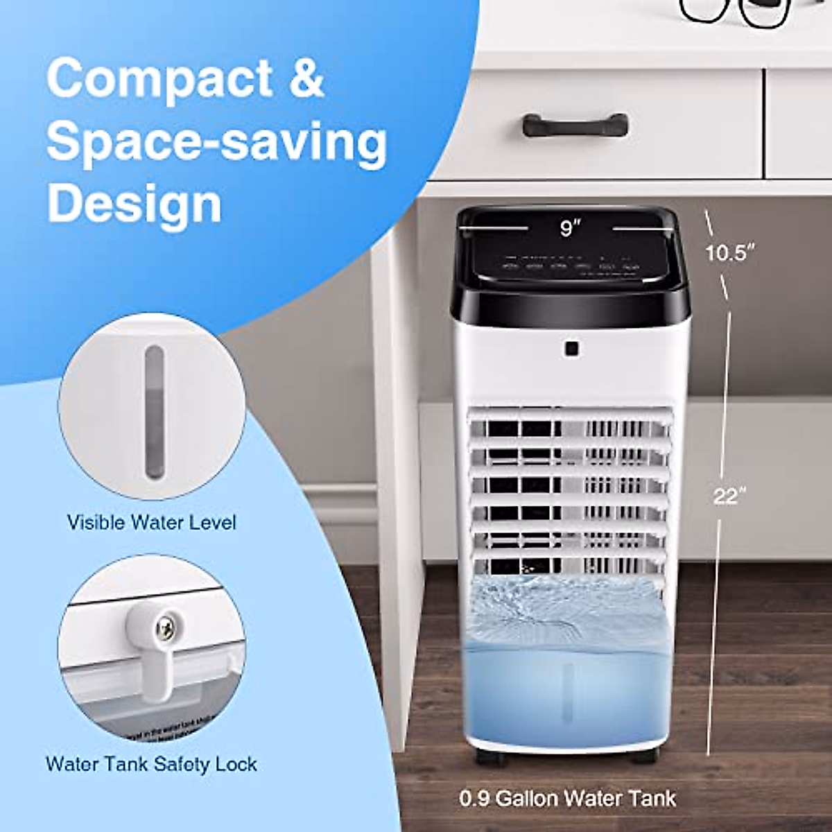 PETSITE Evaporative Air Cooler, Portable Cold Air Cooling Fan with Remote Control, 3.5L Water Tank, 2 Ice Packs, 4 Modes, 3 Speeds, 12H Timer, 70° Oscillation, Personal Swamp Cooler for Bedroom Home Office Dorms