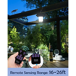 JACKYLED Solar Shed Lights, 3300mAh Hanging Light with Remote Control & 16.4ft Extension Cord for Chicken Coop Gazebo Carport Pergola Garden, 6000K Cool White