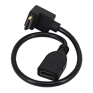 Yeworth [2 Pack 0.95FT High Speed Gold Plated HDMI Extension Adapter Cable, 90 Degree Down Angle A Male to A Female Extension Wire Cord HDMI Extender Cable