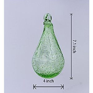 Artisan Crafts and Design 7” Glow in The Dark Hand-Blown Teardrop Glass Ornament Indoor and Outdoor Garden Decor