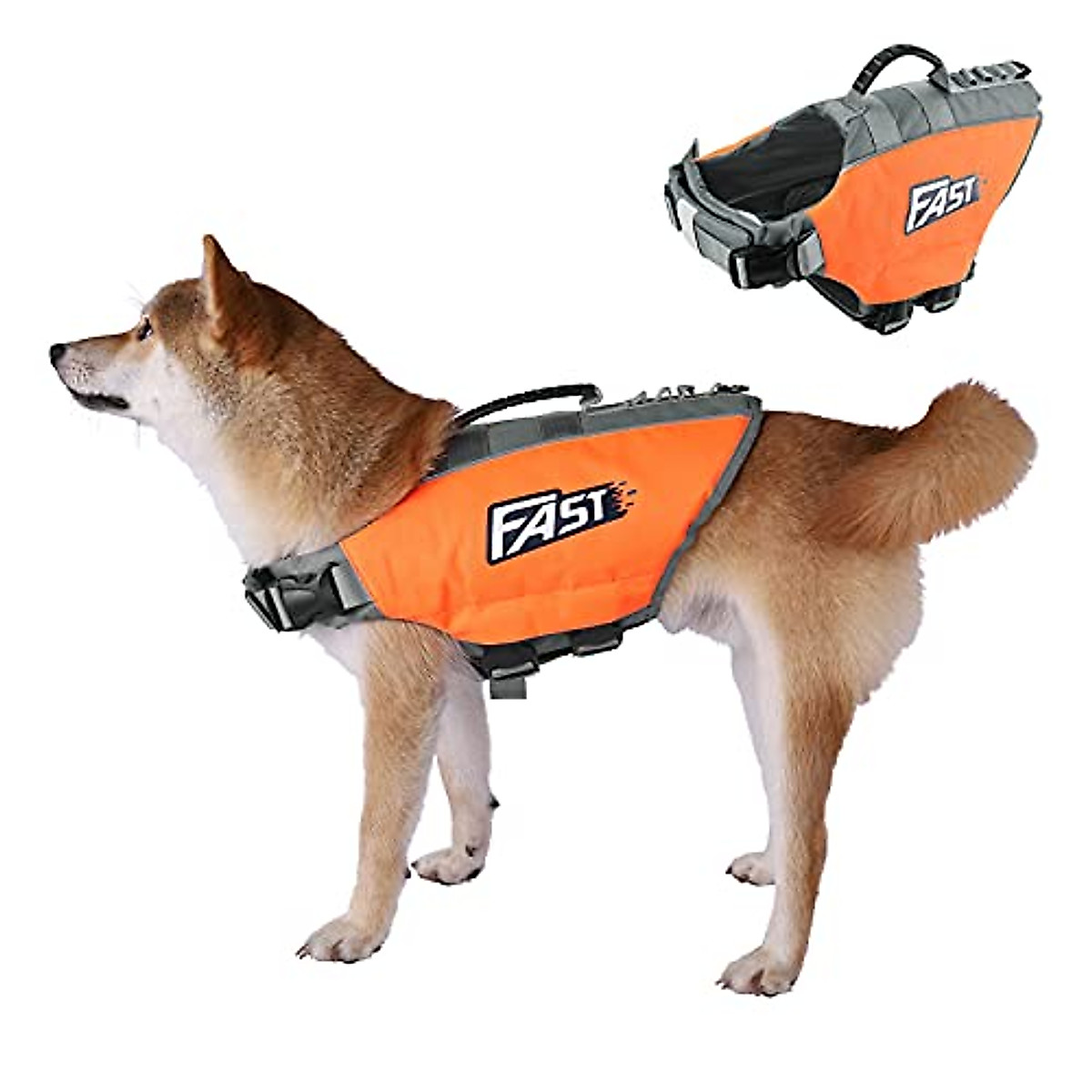 Ownpets Dog Life Jacket, Reflective Dog Safety Vest Adjustable Pet Life Preserver with Strong Buoyancy and Durable Rescue Handle for Swimming, Surfing, Boating,X-Large
