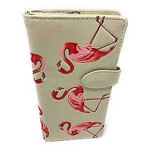 Shag Wear Flamingo Large Animal Wallet for Women and Teen Girls Vegan Faux Leather Beige 7"