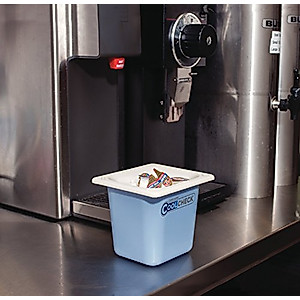 Carlisle FoodService Products CM1104C1402 Coldmaster CoolCheck 6" Deep Sixth-Size Insulated Cold Food Pan, 1.6 Quart, Color Changing, White and Blue