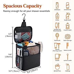 Lifewit Shower Bag Mesh Shower Caddy Portable College Dorm Room Essentials Tote Bag for Bathroom, Gym, Travel, Camping Quick Dry Hanging Shower Organizer Basket Toiletry Bag, Medium, Black