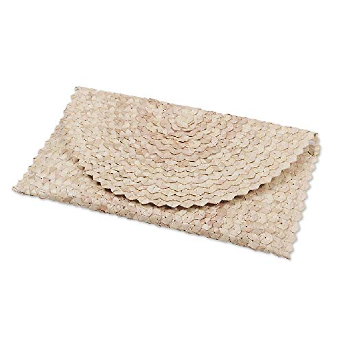 Handmade Trance in Ivory - Ivory Palm Leaf Clutch Handbag, Polyester Lining with Magnetic Closure, Zippered Interior Pocket, Clutch Bag For Women Woven Purse Summer Beach, Christmas Gifts for Women
